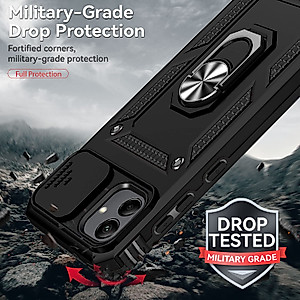 Guzhthi for Samsung Galaxy A04 Case: with Cell Phone Screen Protector Glass and Camera Back Cover Protective Heavy Duty Shockproof Rugged - Military Protection Bumper - Black Jc