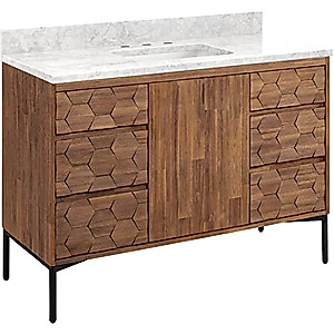 Signature Hardware 953140-48-RUMB-8 Devora 48" Free Standing Single Vanity Set with Wood Cabinet, Vanity Top, and Rectangular Undermount Vitreous China Sink - 8" Faucet Holes