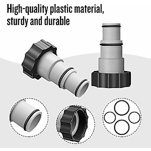 YMHYJY Replacement Hose Adapter w/Collar for Intex Above Ground Swimming Pool, 1.5" to 1.25" Hose Adapter for Threaded Pumps (2 Pieces)