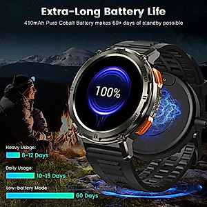 AMAZTIM Smart Watches for Men,60 Days Extra-Long Battery, 50M Waterproof,Rugged Military (Answer/Make Calls) Fitness Tracker, 1.43" Ultra HD AMOLED, AI Voice Assistant/Blood Pressure/Sleep Monitor