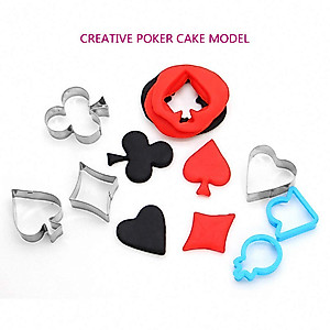 4Pcs/Set SMALL SIZE Casino Playing Cards Suit Stainless Steel Cookie Cutters Poker Playing Bridge Fondant Cutters Set Cake Decorating Tool (Spade, Heart, Club and Diamond)