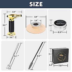 Cocktail Smoker Kit, Four Kinds of Wood Smoker Chips for Bourbon and Whiskey, Infuse Wine, Cheese, Salad and Meats Ideal Gifts for Men, Friend, Husband, Dad(With Torch No Butane)