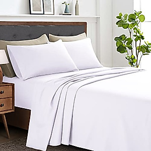 Ersmak Bright White Queen Sheets Set (4 Piece), Super Soft Brushed Microfiber Bed Sheets with 16 Inch Deep Pocket, Egyptian Quality Luxury Bedding Set