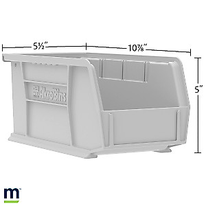 Akro-Mils 30230 AkroBins Plastic Hanging Stackable Storage Organizer Bin, 11-Inch x 5-Inch x 5-Inch, Blue, 12-Pack