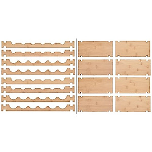 Modular Stackable Bamboo Wooden Wine Rack; Easy to Assemble & Add Levels; Bottles Rest Slanting Downwards to Keep Corks Moist; for Kitchen, Pantry, Cellar Storage (24 Bottle Capacity, 6 x 4 Rows)