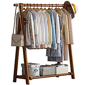 NEPHEW Coat Rack with Storage Clothes Rack with Shelves Heavy Duty Clothing Racks for Hanging Clothes Garment Rack with Shelves Free Standing Closet (Color : Brown, Size : 100 * 45 * 165cm)