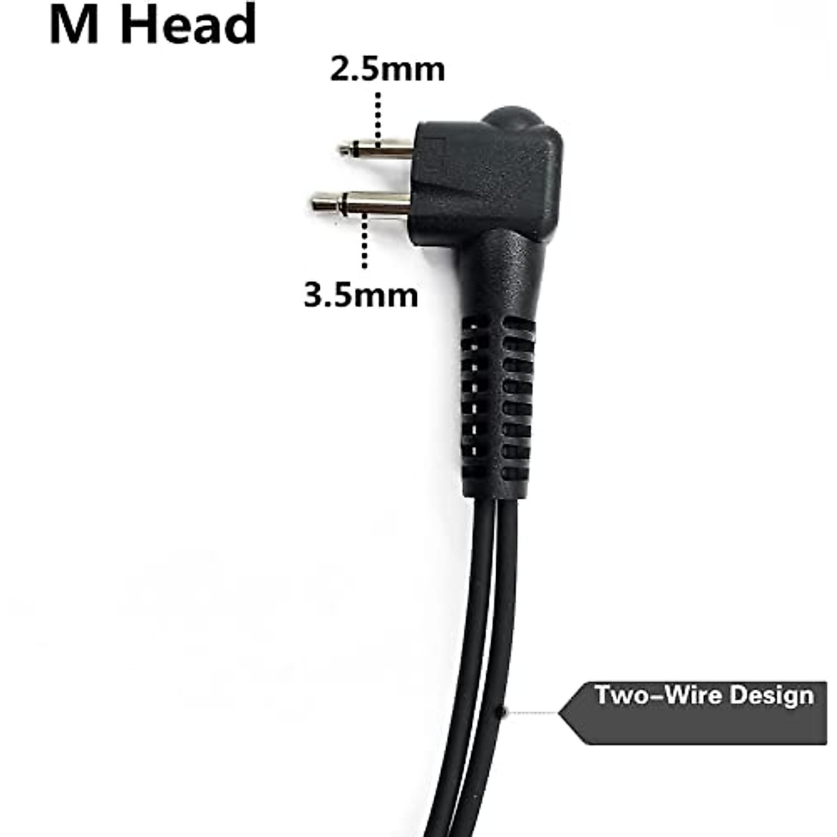 WODASEN 2 Pin PTT Transparent Acoustic Tube Earpiece for Motorola CP200 CLS1110 CLS1410 GP300 Walkie Talkies Earphone Two Way Radio Headset Push to Talk Button Mic Headphones with Black Earmold