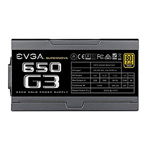 EVGA 220-G3-0650-Y1 SuperNOVA 650 G3, 80 Plus Gold 650W, Fully Modular, Eco Mode with New HDB Fan, 7 Year Warranty, Includes Power ON Self Tester, Compact 150mm Size, Power Supply