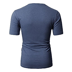H2H Shorts Sleeve Crew Neck T-Shirts for Men DARKBLUE US L/Asia XL (CMTTS0198)
