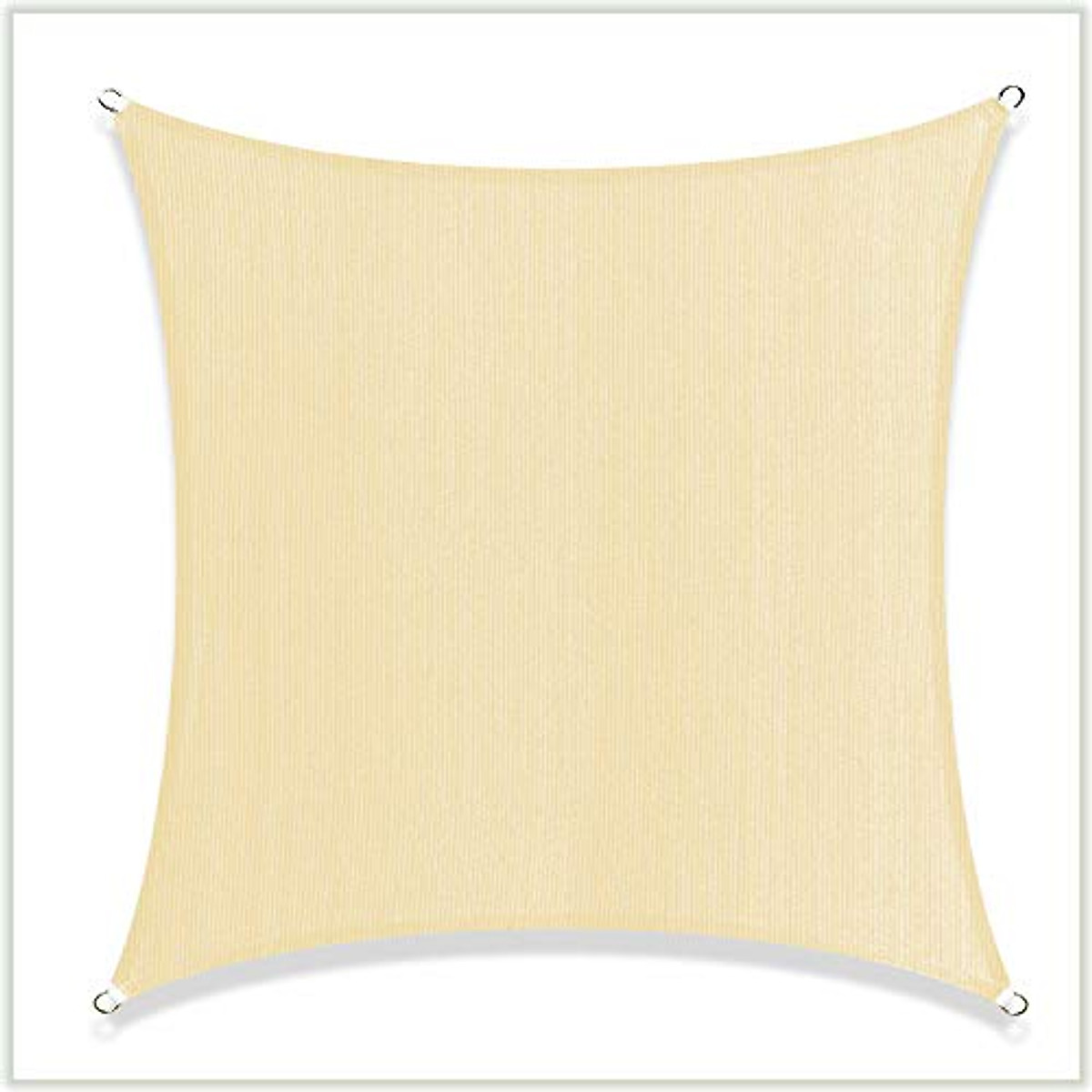 ColourTree 12' x 12' Beige Square CTAPS12 Sun Shade Sail Canopy Mesh Fabric UV Block - Commercial Heavy Duty - 190 GSM - 3 Years Warranty