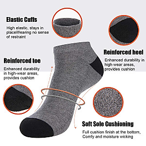 COOVAN 10 Pairs Mens Cushion Ankle Socks Men 10 Pack Low Cut Comfort Breathable Casual Socks