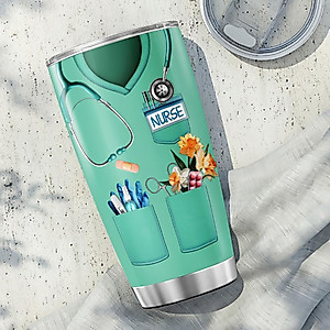 JENOIS Nurse Nutrition Facts, Tumbler 20 Oz With Lid And Straw, Women Coffee Nurses Week School For Nursing Cups Tumblers, Nurse Gifts