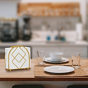 Vertical Napkin Holder for Dining Table Décor, Freestanding Metal Paper Holder for Kitchen Countertop, Heavy Duty Napkin Paper Organizer, Durable Tissue Dispenser Stand for Home Restaurant, Gold