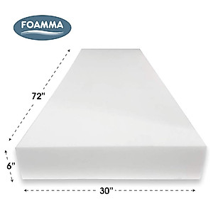 Foamma 6” x 30” x 72” Truck, Camper, RV High-Density Bunk Mattress Foam Replacement, Made in USA, Comfortable, Travel Trailer, CertiPUR-US Certified, Cover Not Included