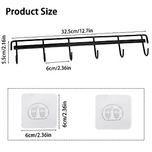 Kalione 2 Pack Wall Mount Utensil Rail Rack, Stainless Steel, 2pcs Adhesive Utensil Holder Hooks for Kitchen Bathroom