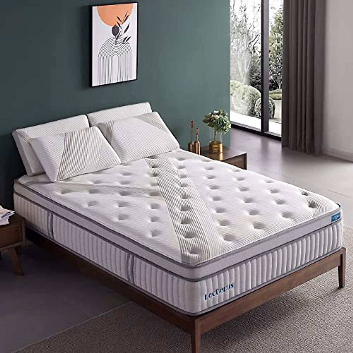 14 Inch King Mattress in a Box, Lechepus Plush Memory Foam Hybrid Mattress with Pocket Innerspring, Soft But Supportive Mattress for Pressure Relief, King Size 76"*80"