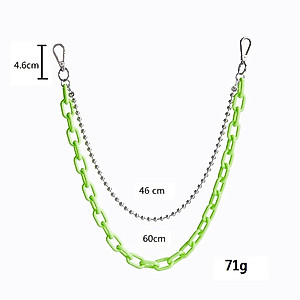Neon Resin Chunky Hip Hop Jeans Chain Body Chain Punk Goth for Women Men Acrylic Link Chain for Women Thick Keychains Belt Waist Chains body Accessory for Girls-Double layer Green
