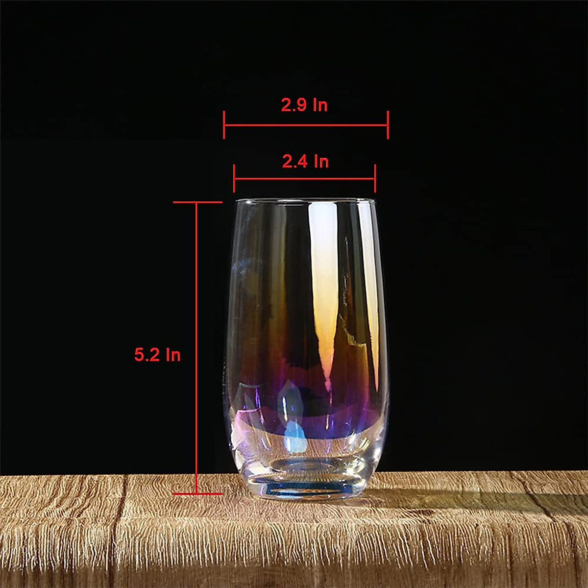 LamChyar Drinking Glasses, Iridescent Highball and Water Glasses, for Water, Juice, Beverage(4 Pcs)