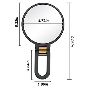 Martvex Handheld Mirror, 1x 15x Magnifying Makeup Mirror with Handle - Double Side Hand Held Mirror with 1x15x Magnification & Foldable Handle, Portable Travel Makeup Hand Mirror for Women(Black)