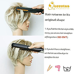 QUEENTAS Pixie Layered Short Blonde Wigs for White Women Black Women Synthetic Hair (Blonde Mixed Brown)