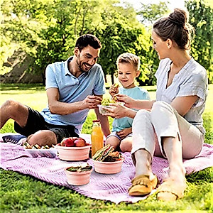 Collapsible Bowls Pink Kitchen Accessories Silicone Food Storage Meal Prep Containers with Lids Airtight Reusable for Camping Flat Box Stacks, BPA Free, Cute Freezer Microwavable Travel Food Container