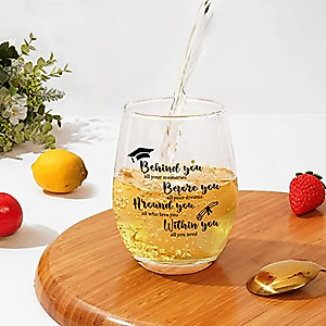 Futtumy Graduation Gifts for Her, Behind You All Your Memories Before You All Your Dreams Stemless Wine Glass, 2023 Graduation Gifts for College and High School Graduates, Cool Graduation Gift, 17oz