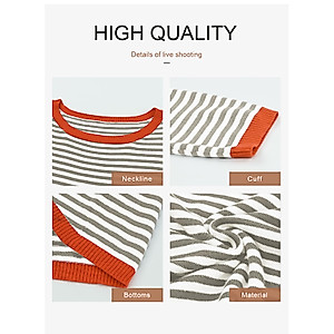 Dokotoo Summer Tops for Women 2025 Fashion Spring Crewneck Long Sleeve Clothes Tops Casual Striped Color Block Womens Pullover Sweater Clothing Gray Large