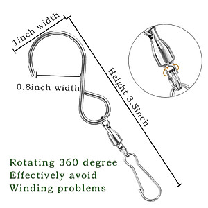 AMZSEVEN 8 Pack Swivel Hooks Clips for Hanging Wind Spinners, Wind Chimes, Bird Feeder, Crystal Twisters Party Supplies （Silver）