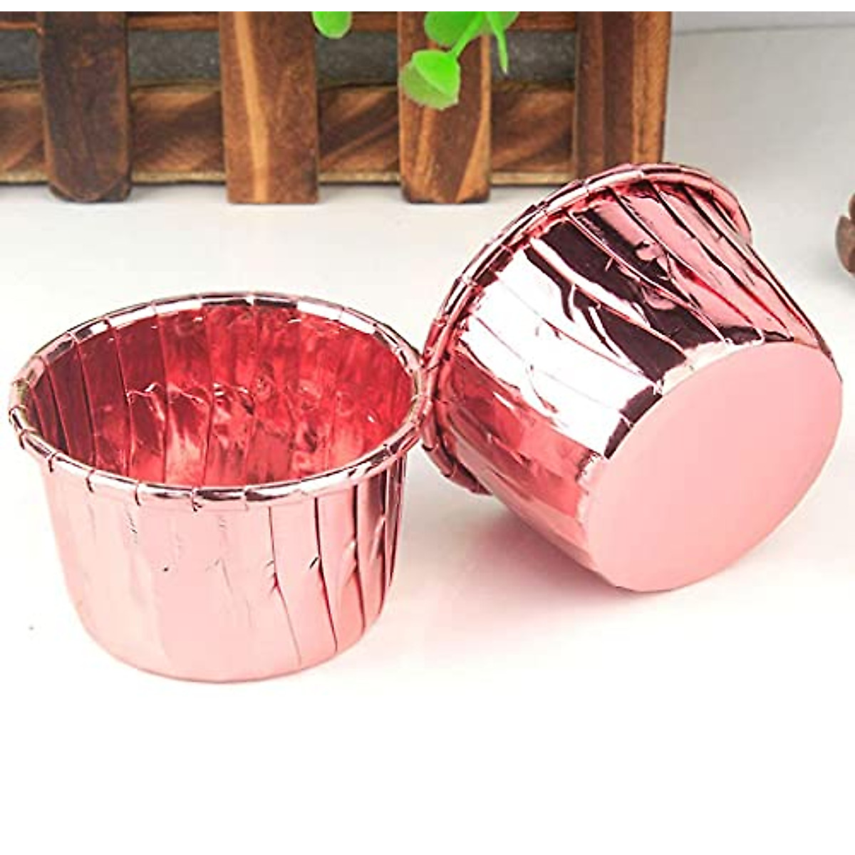 Aluminum Foil Cupcake Cups Cupcake Liners 50Pcs Disposable Ramekin MuffinBaking Cups Little Foil Cups Cupcake Ramekin Holder Cups Ramekins for Baking Foil Baking Cups