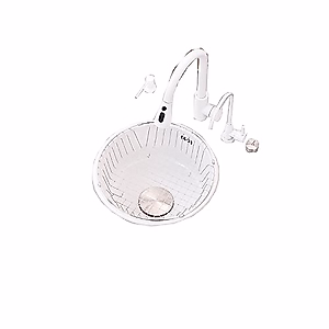 Small Round Kitchen Sink, Bar Single Sink,304 Stainless Steel Single Bowl,Balcony Sink,with Drain Basket, Pull the Faucet