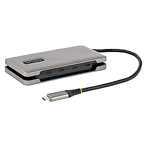 StarTech.com 4-Port USB-C Hub, 4X USB-C Ports, USB 3.1-10Gbps - Portable USB C Hub w/ 100W Power Delivery Pass-Through - USB Type C Hub w/ 12.6in/32cm Wrap-Around Cable - USBC Splitter (HB31CM4CPD3)