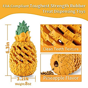 LPHSNR Pineapple Dog Toys for Large Dogs Aggressive Chewers Puppy, Indestructible Dog Chew Toys for Small Medium Dogs, Tough Dog Puzzle Toys Treat Dispensing Durable Dog Toys Teeth Clean