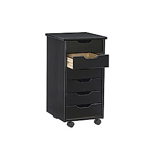Linon Six Drawer Rolling Storage Corinne Cart, Black 6