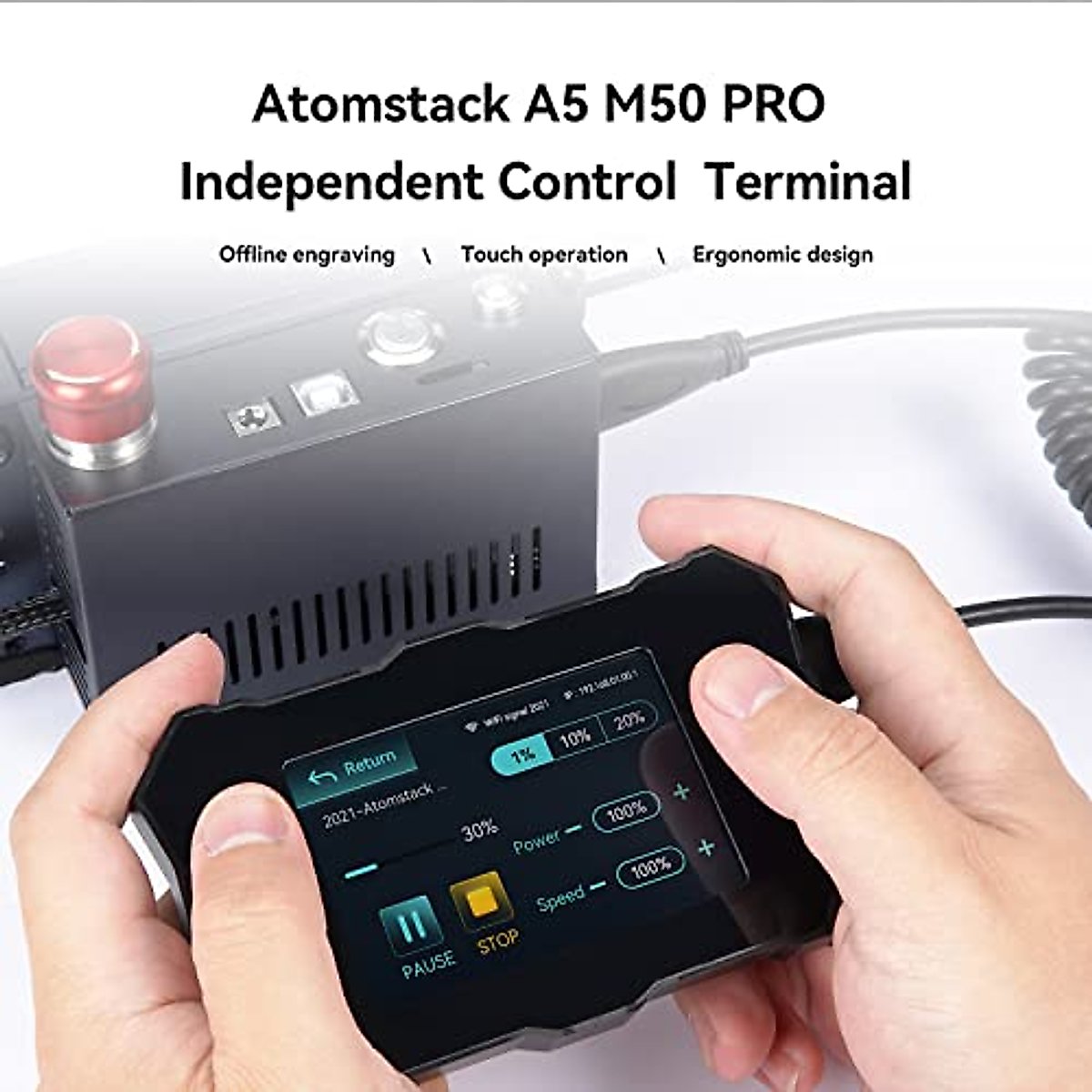 ATOMSTACK A5 M50 Pro Laser Engraver, 5.5W Fixed-Focus 0.08mm Compressed Spot Laser Cutter and Engraving Machine for Wood Metal with Terminal Panel for Offline Engraving, Engraving Area 410x400mm