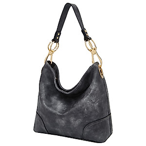 FOXLOVER Shoulder Hobo Handbags for Women Faux Leather Large Capacity Bucket Tote Bag Minimalist Style