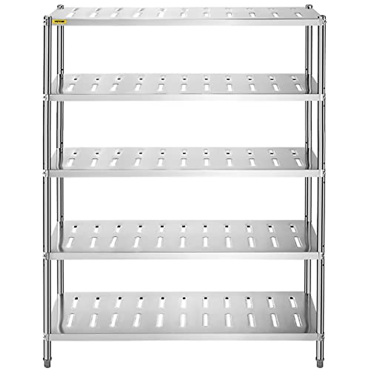 VEVOR Storage Shelf, 5-Tier Storage Shelving Unit, Stainless Steel Garage Shelf, 59.1 x 17.7 x 70.9 inch Heavy Duty Storage Shelving, 661 Lbs Total Capacity with Adjustable Height and Vent Holes