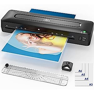 Laminator Machine A3 Laminating Machine - 13 Inches Cold and Thermal Laminator with 30 Laminating Sheets, 5-in-1 Lamination Machine with Paper Trimmer and Corner Rounder for Home Office School Use