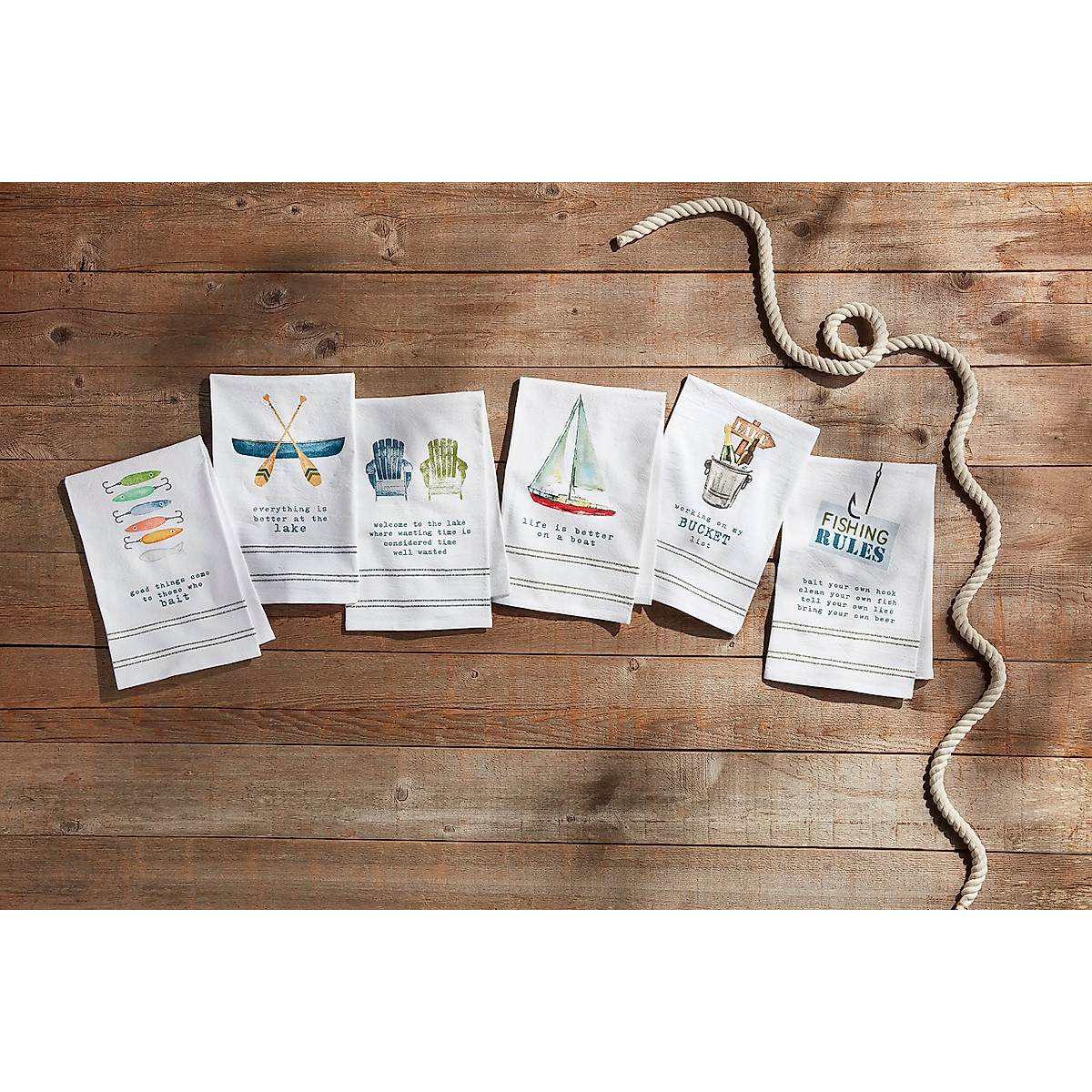 Mud Pie Lake Watercolor Towel, Fish, 26" x 13"