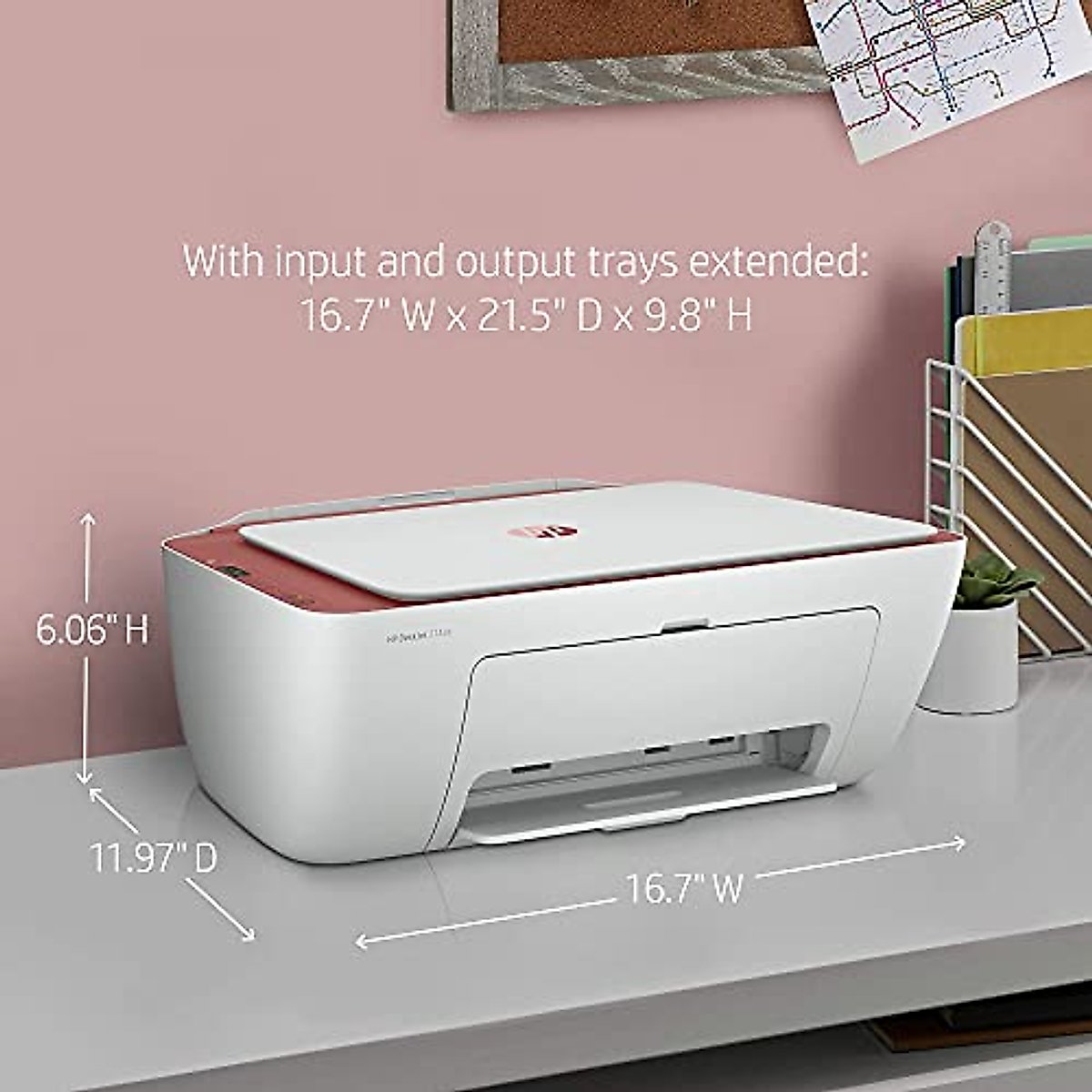 HP DeskJet 2700 Series Wireless Inkjet Color All-in-One Printer - Print Copy Scan Fax - Mobile Printing - WiFi USB Connectivity - Up to 7 ISO PPM - Up to 4800 x 1200 DPI - Cinnamon (Renewed)