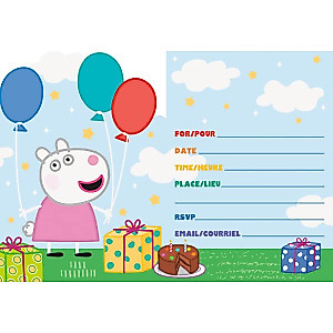 Unique Peppa Pig Birthday Party Supplies Bundle Pack includes 16 Party Invitations with Envelopes and 1 Dinosaur Sticker Sheet
