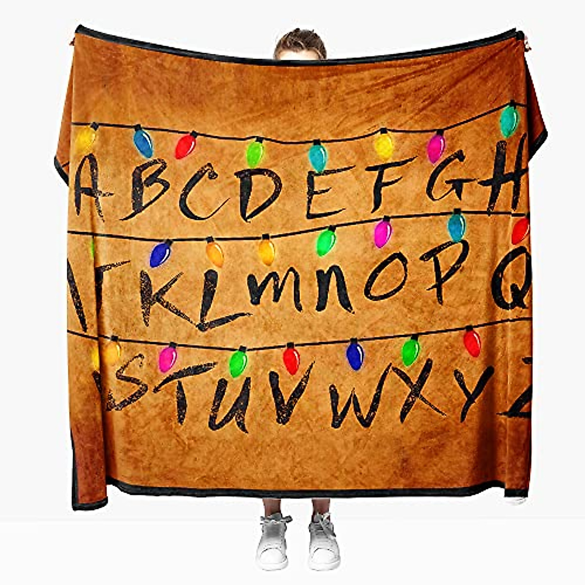 50x60 Flannel Fleece Blankets and Throws, Home Decor Sofa Blanket Comfort Warmth Soft Plush Throw for Couch Christmas Lights Alphabet one