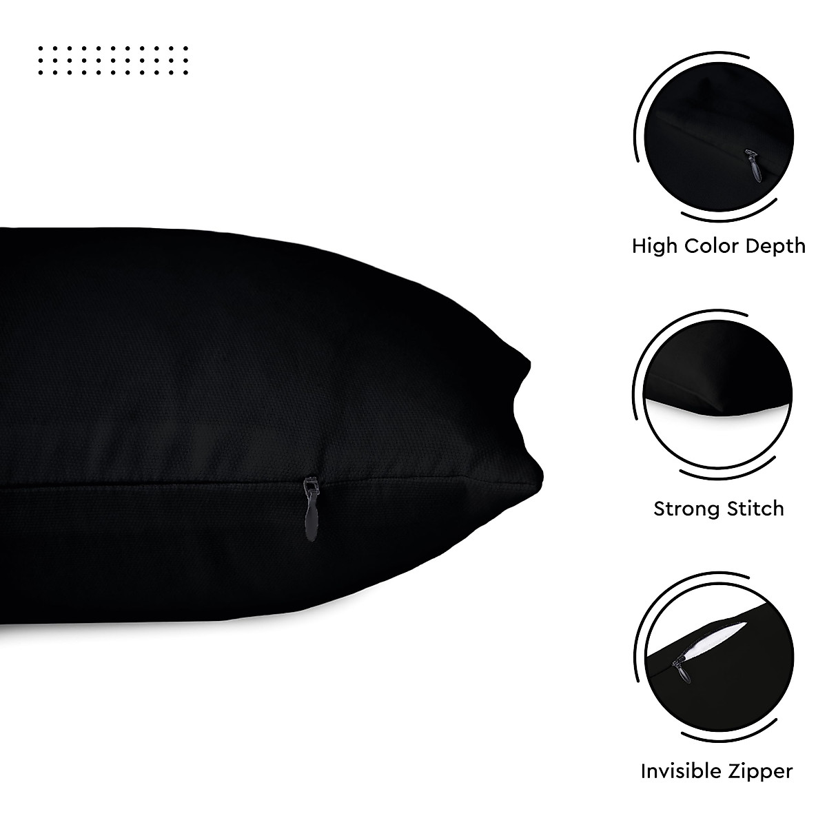 Encasa XO Throw Pillow Covers 12x20 in Set of 2 Jet Black | No Inserts | Cotton Pillow Covers for Living Room, Bed, Sofa, Couch | Decorative Cushion Covers with Improved Zippers