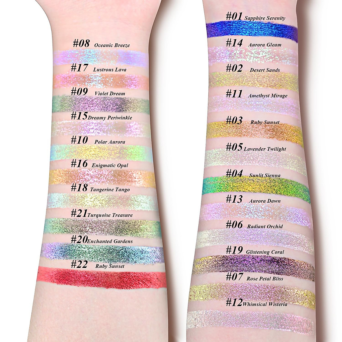 CHARMACY Liquid Duochrome Eyeshadow, Multi-Dimensional Eye Looks, Long Lasting Glitter Eye Shadow Sets Metallic Pigments, Quick Drying, Sparkling Shiny Eye Makeup for Beginners, 1.6g (#18#21)