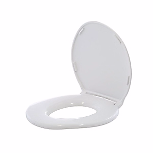 Big John Products 6W Big John 6-W Oversized Seat with Cover – for Round Or Elongated Toilet Bowls – Weight Capacity 800 Pounds – White