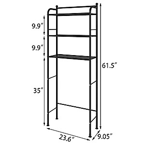 FKUO 3-Tier Metal Bathroom Storage Rack Over The Toilet Storage Shelves Bathroom Organizer Finishing Shelf,Saver Space (Matte Black)