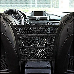 3-Layer Car Net Organizer, Universal Back Seat Mesh Bag, Barrier of Backseat Pet Children Kids, Cargo Tissue Wallet Handbag Holder, Driver Storage Netting Pouch