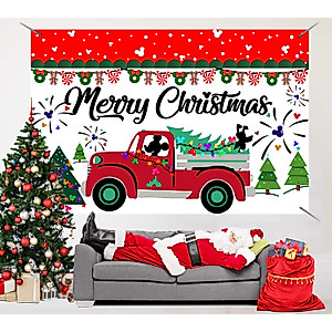 Merry Christmas Backdrop Merry Little Christmas Tree and Red Truck for Peppermint Christmas Decorations Christmas backdrops for Photography Xmas Holiday