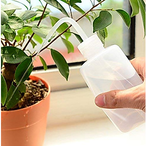 Mkono 2 Pack Watering Can, 250ML and 500ML Succulent Watering Bottle Plant Flower Squeeze Bottle Plastic Bend Mouth Safety Wash Bottle, Small and Medium, White