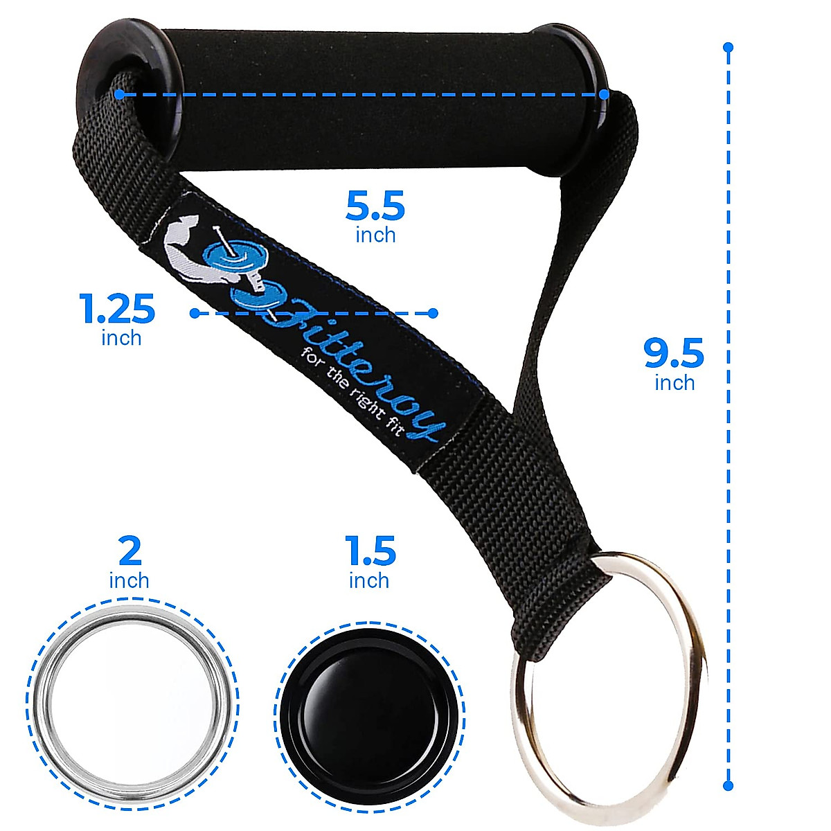 Fitteroy Heavy Duty Exercise Handles for Gym Cable Machine Attachment & Resistance Bands Workout Equipment - Compatible with Bowflex, Total Gym, Weider Home Gym Lat Pulldown