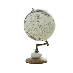 Deco 79 Contemporary Mango Wood Globe Globe, 8" x 8" x 14", Cream